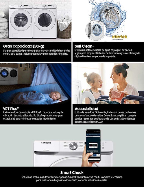 Lavadora Samsung 20 kg automática carga frontal WF20T6000AW/AX 6